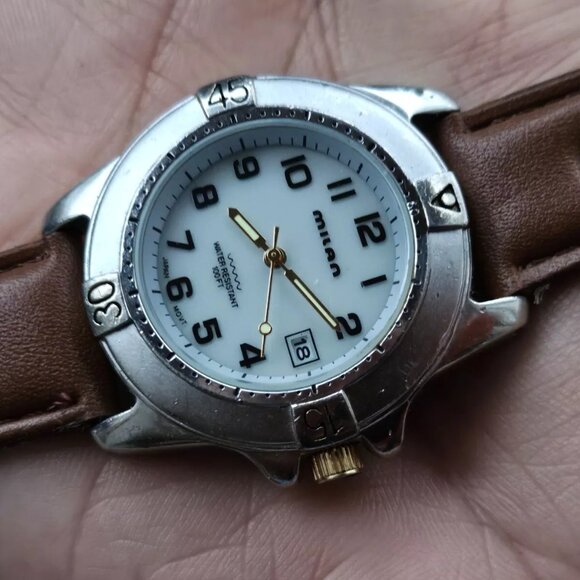 milan | Accessories | Vintage Milan Men Wristwatch Date Calendar Analog ...